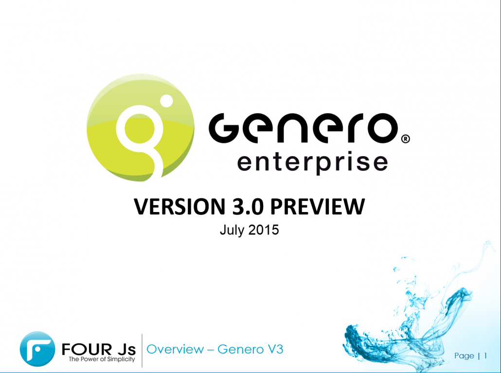 Genero Version 3.0 Preview - Genero software development platform low-code no-code